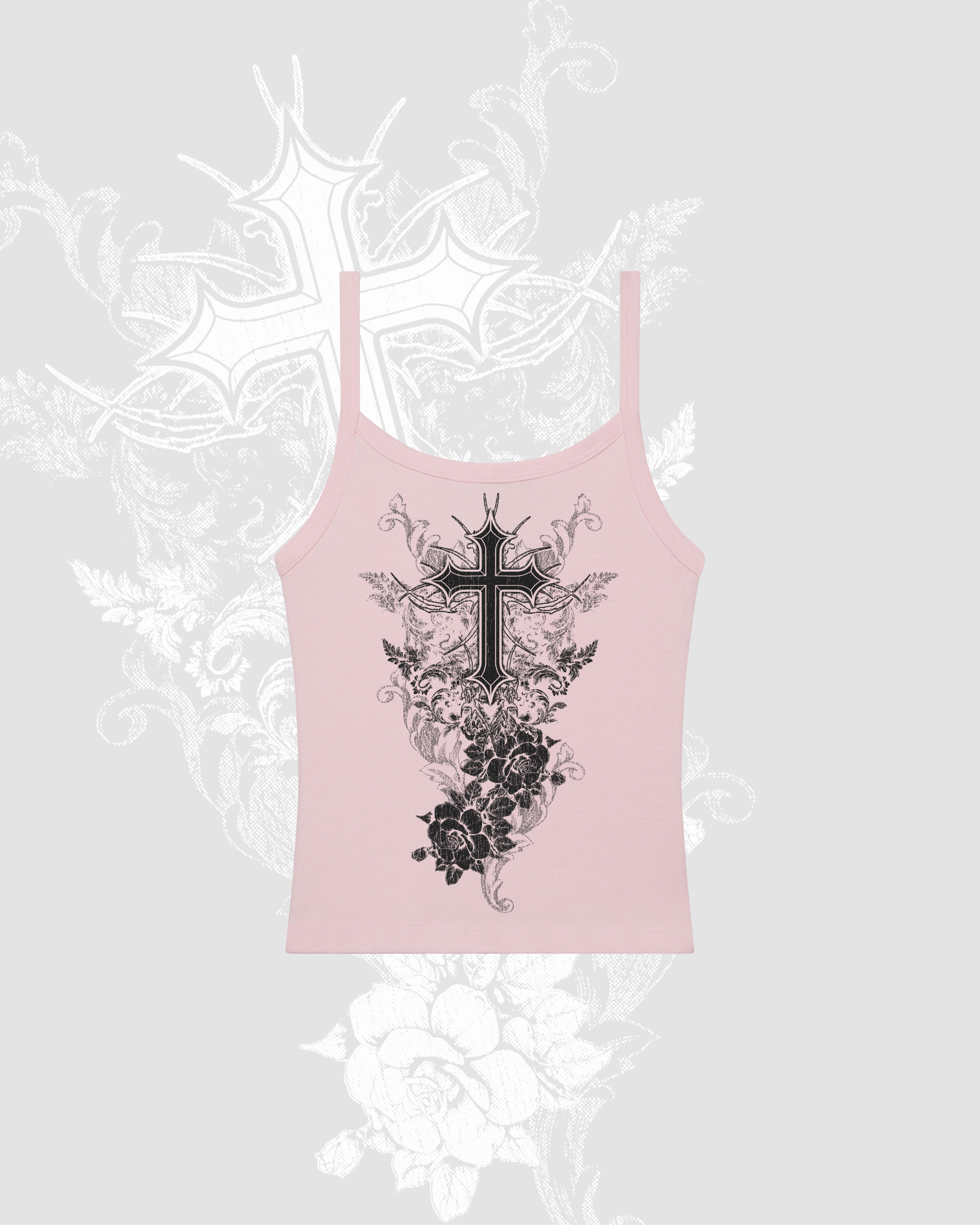 Floral Cross Pink Tank Top | Zero Heroes®